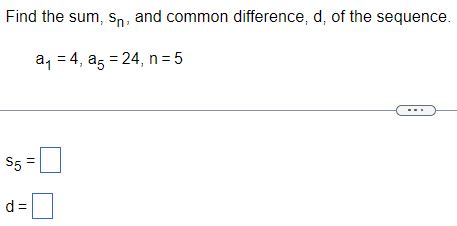 Solved Find The Sum Sn And Common Difference D Of The Chegg Com