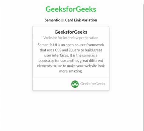 Semantic Ui Card Link Variation Geeksforgeeks