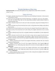 Practice Question Char Array Pdf Practice Question On Char Array Naming Convention Size