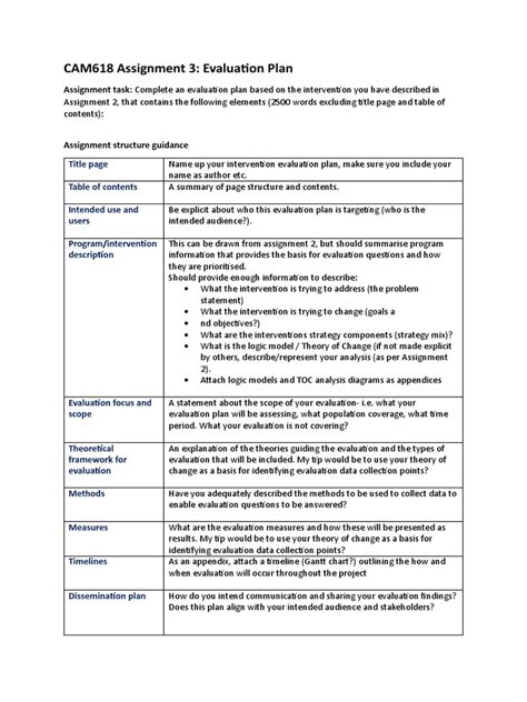 Assignment 3 Guidance Template Pdf Evaluation Theory