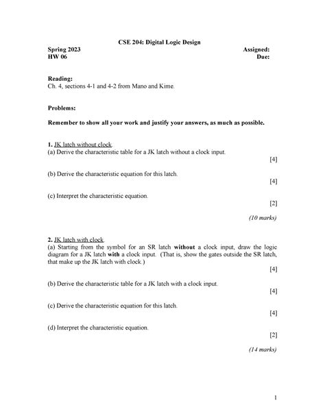 HW06 Design Of Operating System Homework CSE 204 Digital Logic