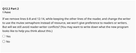 Solved Q12 Readers Writers With Semaphores 2 Points Consider