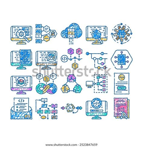 Software Compute Engineer Doodle Icons Set Stock Vector Royalty Free 2523847659 Shutterstock