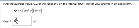 solved find the average value fave of the function f on the