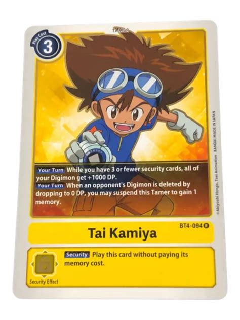 Tai Kamiya Yellow Bt Tamer Character Rare Digimon Card Game No