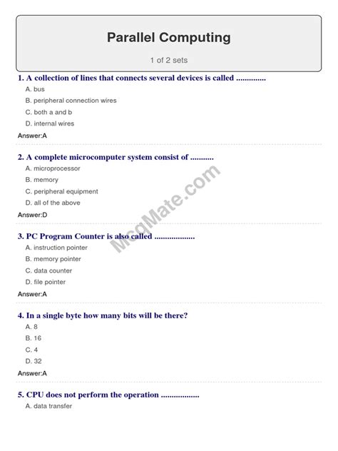 Parallel Computing Set 1 Merged Pdf Parallel Computing