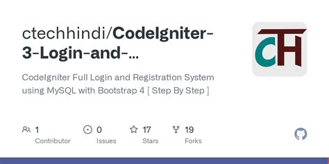GitHub Ctechhindi CodeIgniter 3 Login And Registration System Using MySQL With Bootstrap 4