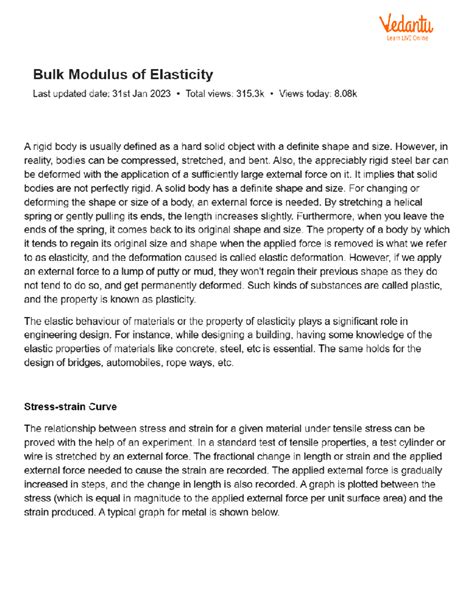 Bulk Modulus Of Elasticity B Tech CSE Studocu