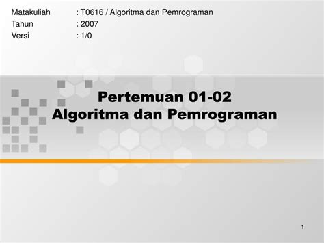 ppt pertemuan 01 02 algoritma dan pemrograman powerpoint presentation