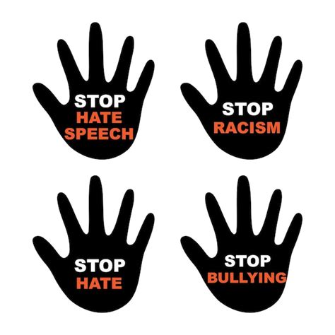 Premium Vector No Hate Speech No Racism No Bullying With Hand Palm