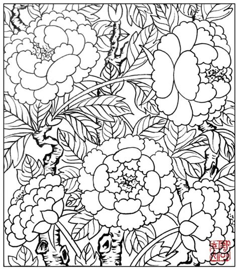 민화 도안 소품용 모란도 네이버 블로그 2020 한국의 미술 그림 모란 그림