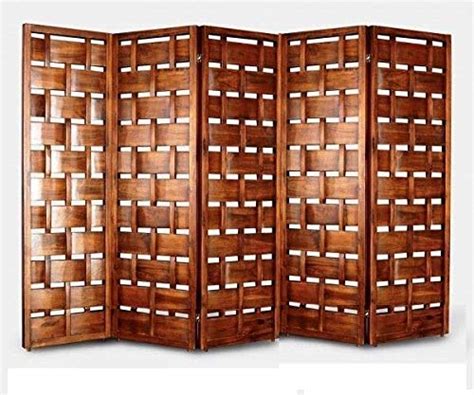 Shilpi Wooden Handcrafted Partition Net Look Covered Room Divider