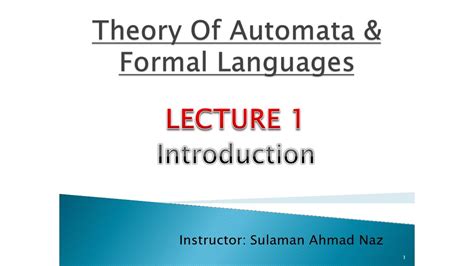 Theory Of Automata Lecture 1 Introduction YouTube
