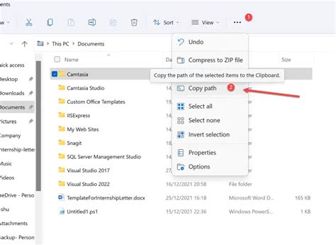 how to copy path of selected file or folder in windows 11