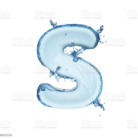 문자 S 물 스플래시 알파벳 흰색에 고립 3d 렌더링 그림입니다 3차원 형태에 대한 스톡 사진 및 기타 이미지 3차원 형태 알파벳 S 추상적인 Istock