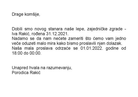 Obavestenje Za Komsije Pdf