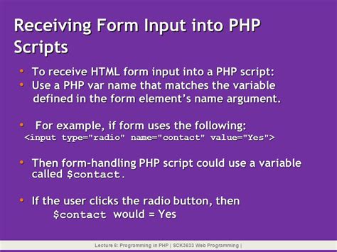 Lecture 6 Programming In Php Sck3633 Web Programming Ppt Download