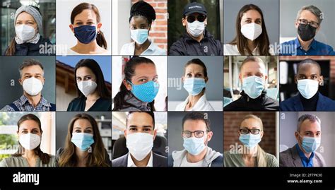 Diverse People Group Wearing Face Mask Collage Stock Photo Alamy