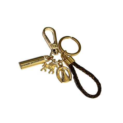 Chaveiro Personalizado Country Couro Marrom Pingente Cavalo Chaveiros