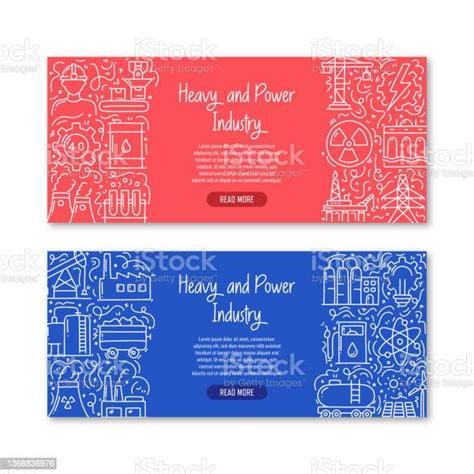 중전력 산업 관련 사물 및 요소 손으로 그린 벡터 낙서 일러스트 레이션 컬렉션 다른 중부하 및 전력 산업 개체가 있는 배너 템플릿 0명에 대한 스톡 벡터 아트 및 기타