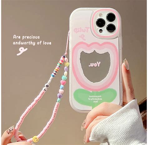 오늘출발💛16입고 튤립 미러 스트랩 아이폰케이스 귀여운 핸드폰케이스 풀커버 범퍼 아이폰 7 8 Se2 Se3 Xs 12 13 미니 11 14 15 16 프로 맥스 에이블리