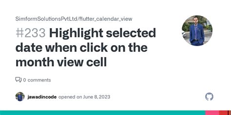 Highlight Selected Date When Click On The Month View Cell · Issue 233 · Simformsolutionspvtltd
