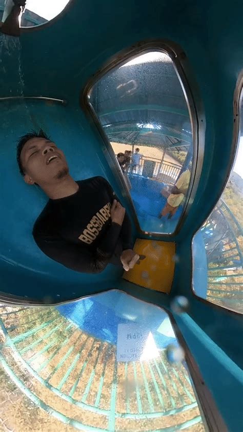 Man Gets Stuck While Riding Water Slide In Penang Staff Manage To Help