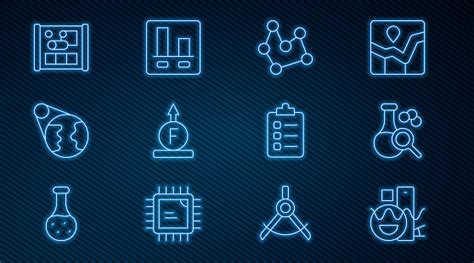 라인 기본 기하학적 모양 시험관 화학식 물리의 힘 지구 지구 그래프 종이 공학 할 일 목록 계획 및 차트 인포그래픽 아이콘을