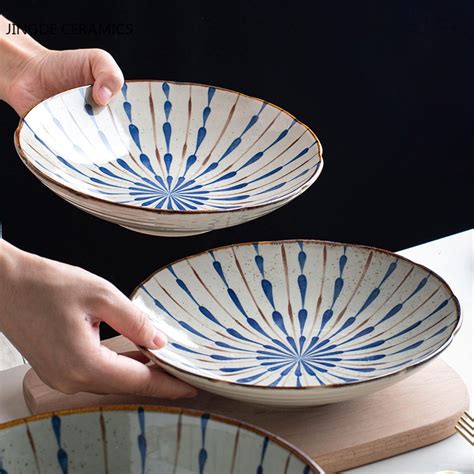 일본식 도자기 요리 접시 음식 저녁 식사 접시 세라믹 스테이크 접시 샐러드 수프 그릇 레스토랑 Popu 주방 식탁디시 And 플레이트 Aliexpress