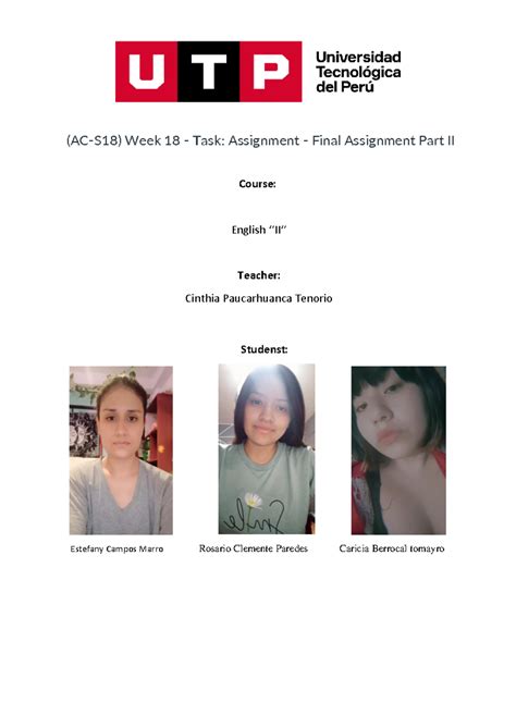 Ac S18 Week 18 Task Assignment Final Assignment Part Ii1 B
