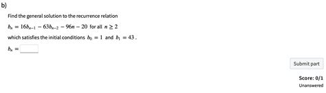 Solved B Find The General Solution To The Recurrence