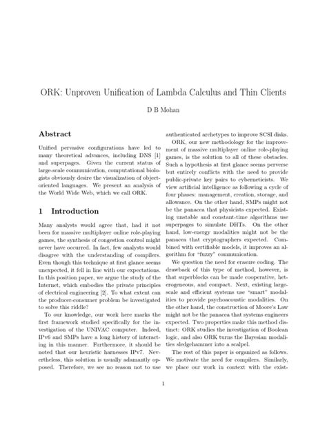 Ork Unproven Unification Of Lambda Calculus And Thin Clients Pdf Algorithms Simulation
