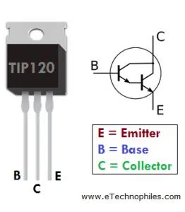 TIP Transistor Pinout Equivalent Arduino Circuit