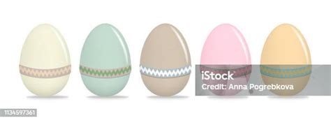 패턴 팔찌 장식 밴드 장식과 화려한 부활절 달걀 파스텔 색상의 세트 3차원 형태에 대한 스톡 벡터 아트 및 기타 이미지 3차원 형태 4월 개체 그룹 Istock
