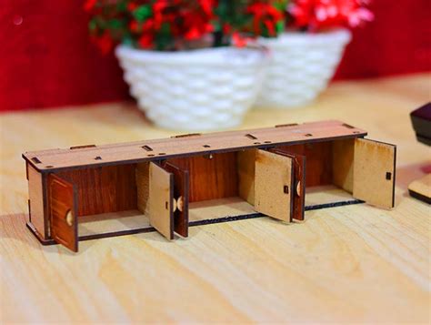 Laser Cut Miniature Kitchen Cabinet Dollhouse Furniture Template Vector