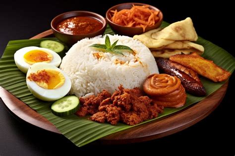 Asian Food Nasi Lemak Is A Rice Dish Infused With Coconut Milk Served With Sambal Fried