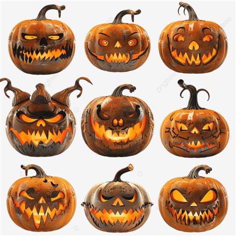 잭 오 랜턴 얼굴 세트 호박 할로윈 십월 Png 일러스트 및 이미지 에 대한 무료 다운로드 Pngtree