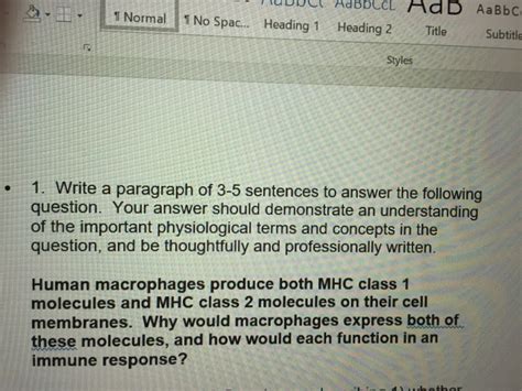 Solved Write A Paragraph Of 3 5 Sentences To Answer The