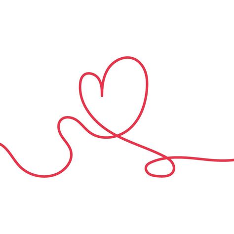 Continuous Red Line Heart On White Background 53664869 Vector Art At