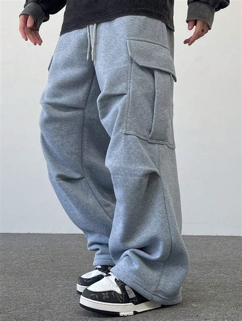 Claim Dot Mens Drawstring Waist Cargo Pocket Pleated Loose Casual