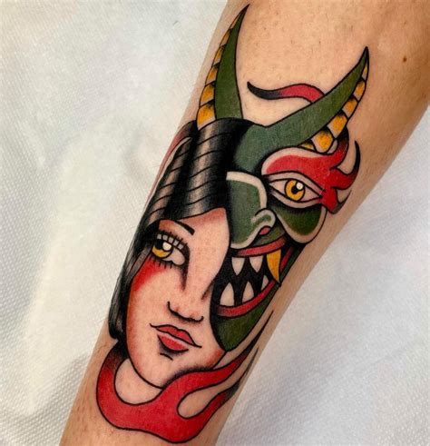 Evil Girl Face Tattoo