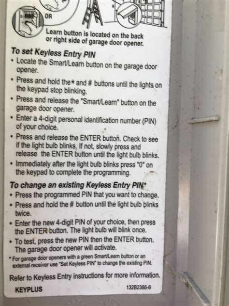 Liftmaster Keypad Programming Instructions
