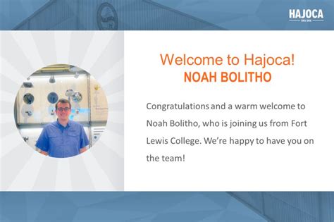 Noe Bernal On Linkedin Please Join Me In Welcoming Noah Bolitho To The Hajoca Corporation…
