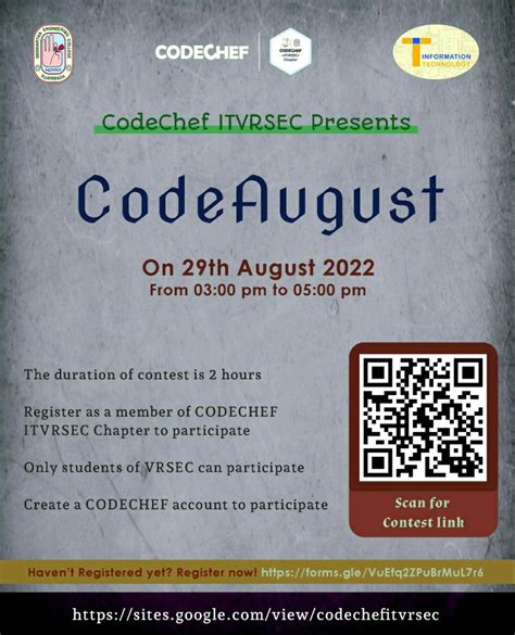 Codechef It Vrsec On Linkedin Code For Codeaugust 😅