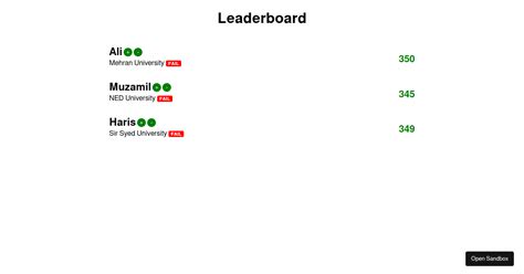 Leaderboard React Codesandbox