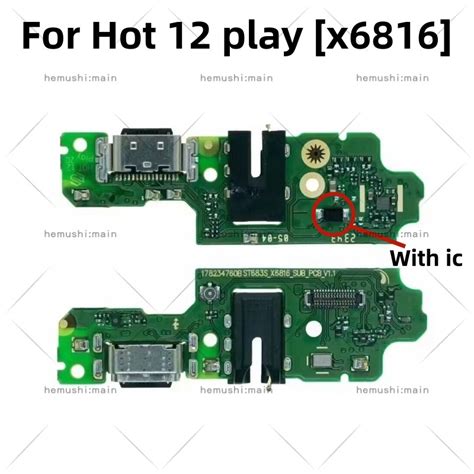 บอร์ดชาร์จไมโครโฟน แจ็คเสียบหูฟัง Usb พร้อมไอซี สําหรับ Infinix Hot 12 Play X6816 X6816c