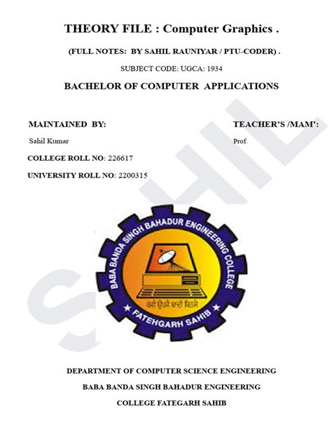 Theory File Computer Graphics 5th Sem Pdf Virtual Reality Computer Monitor