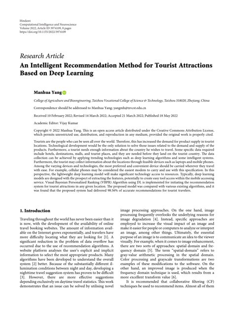Pdf An Intelligent Recommendation Method For Tourist Attractions Based On Deep Learning