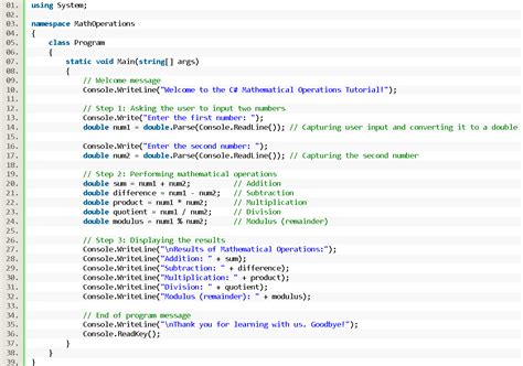 Mathematical Operations Using Variables In Csharp