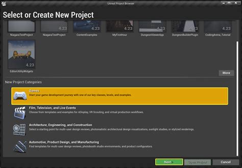 create a new project unreal engine 4 27 documentation